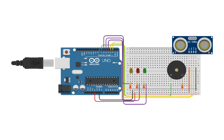 Circuit design Ultrasonic Security System | Tinkercad