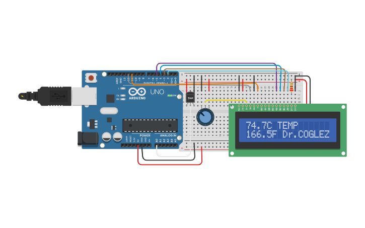 Circuit design TMP - LCD - Tinkercad