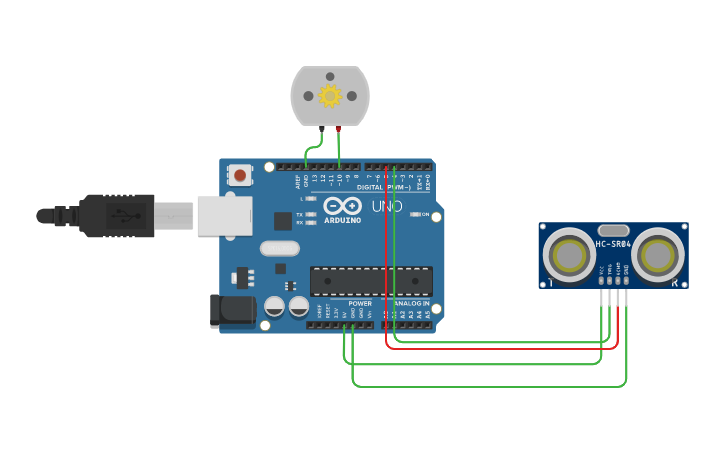 Circuit design Ultrasonic Sensor Interfacing with Arduino - Tinkercad
