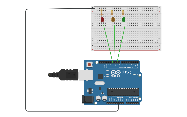 Circuit design Traffic Lights | Tinkercad