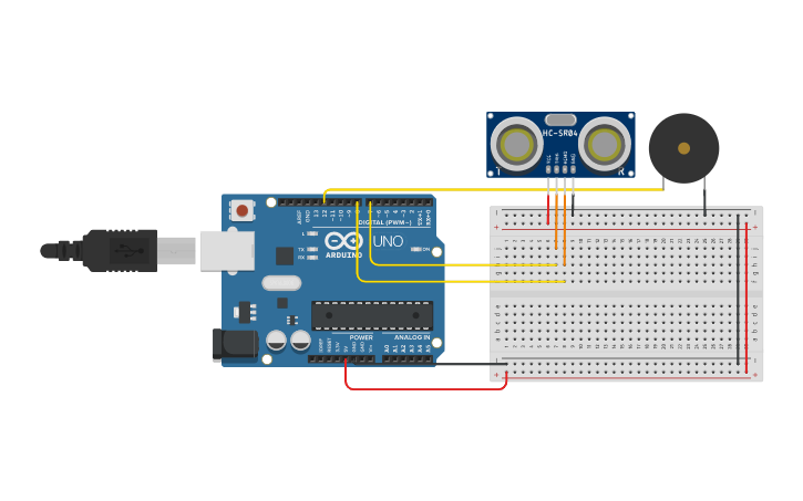 Circuit design bocina con ultra - Tinkercad