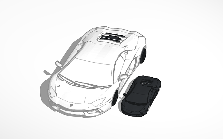 3D design white and black lambo and mini lambo - Tinkercad