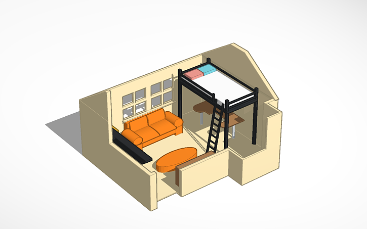 3D design Loft Room Rendering - Tinkercad