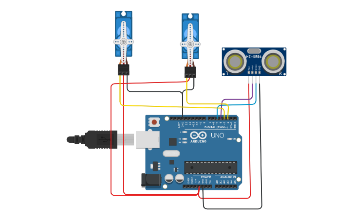 Circuit design Lanza misiles con Arduino - Tinkercad