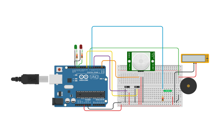 Circuit design PIR AND TILT SENSOR - Tinkercad