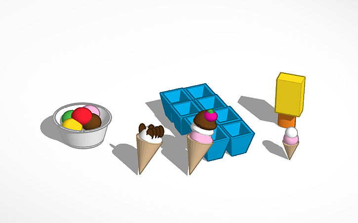 3D design ice cream&ice tray - Tinkercad