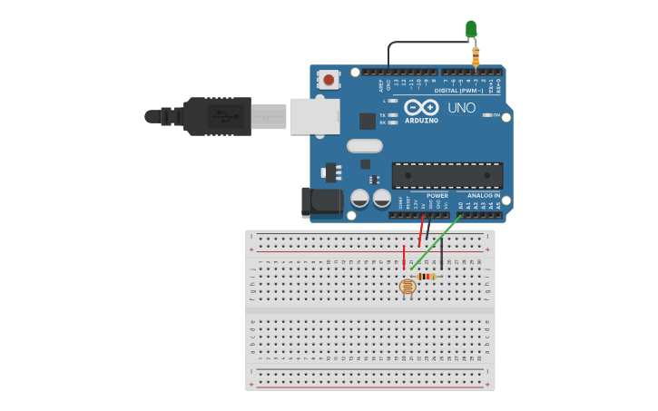 Circuit Design Fotoresistencia Tinkercad