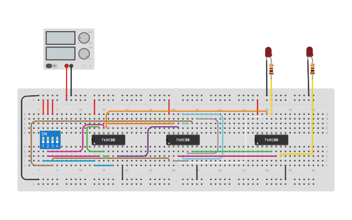 Circuit design Full Subtractor Using NAND Gates only. | Tinkercad