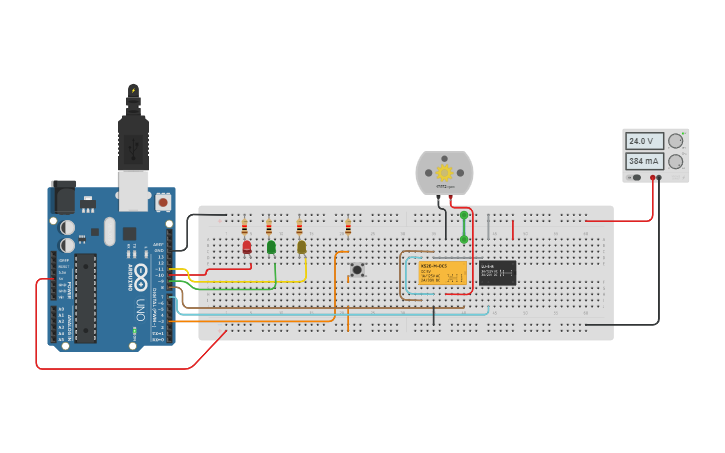 Circuit design LAB con motor | Tinkercad