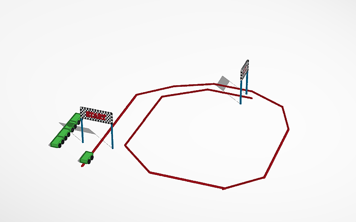 3D design Train Rails With Self Driving Trains - Tinkercad
