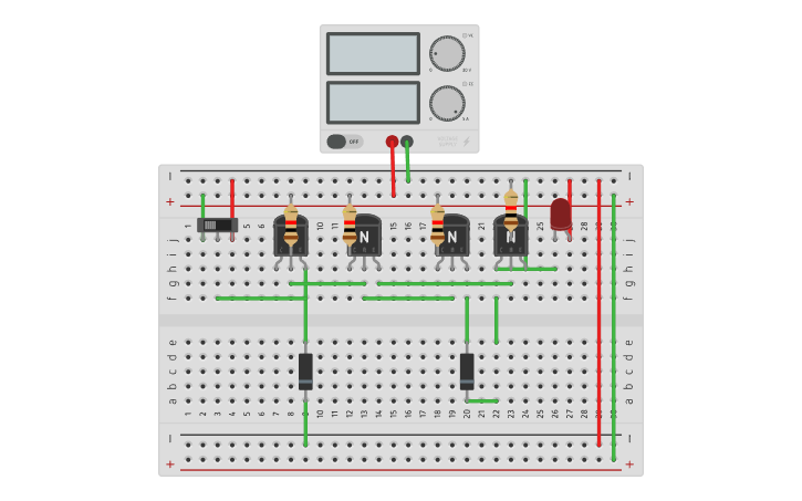 Circuit design TTL NOT gate - Tinkercad