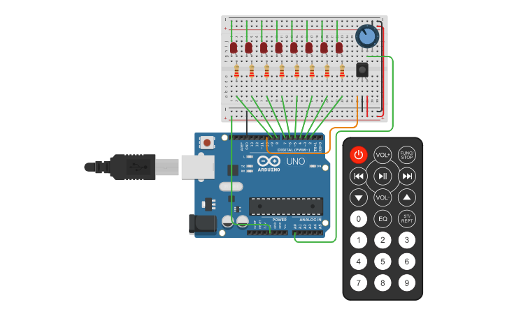 Circuit design Proyecto Luces Navideñas - Tinkercad