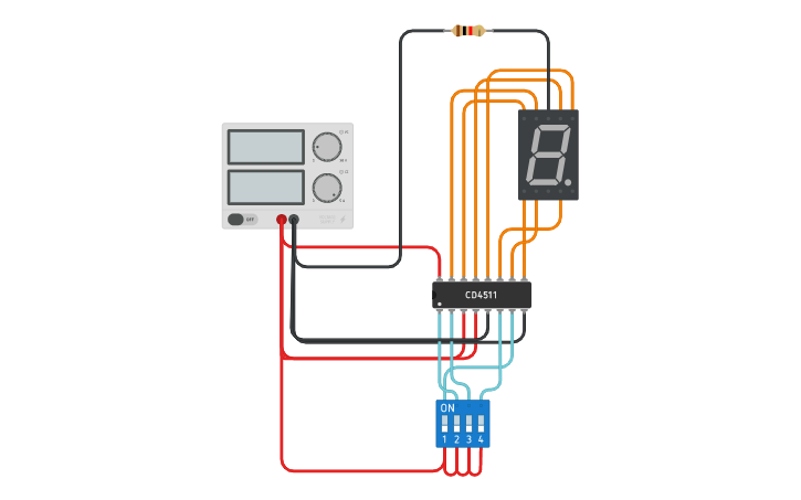 Circuit design Display 7 Segmentos | Tinkercad