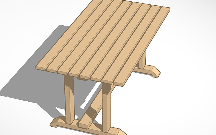 3D design Wood Big Garden Table - Tinkercad