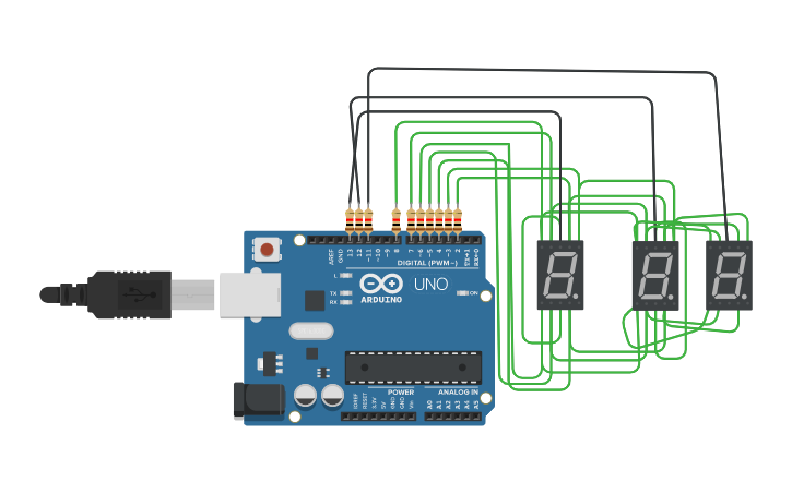 Circuit design 7segment - Tinkercad