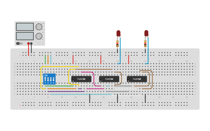 Circuit design Full adder using NAND gate - Tinkercad