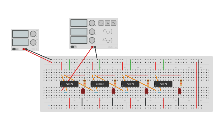 Circuit design EXP-7-Asynchronous Down Counter - Tinkercad