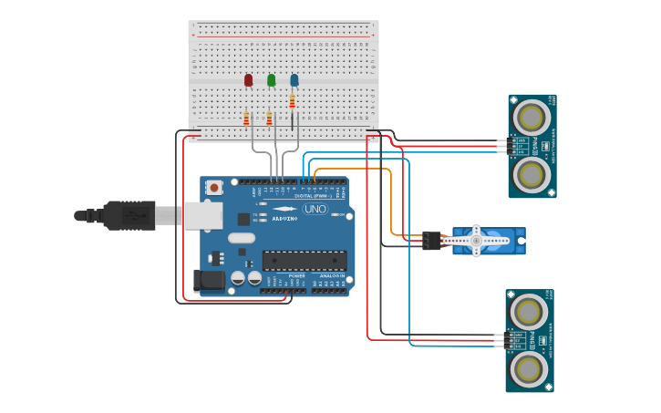 Circuit design Copy of Object-Avoiding Mobile Car - Arduino Problem - Tinkercad