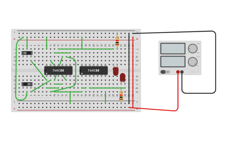Circuit design Half Adder using NAND gates - Tinkercad