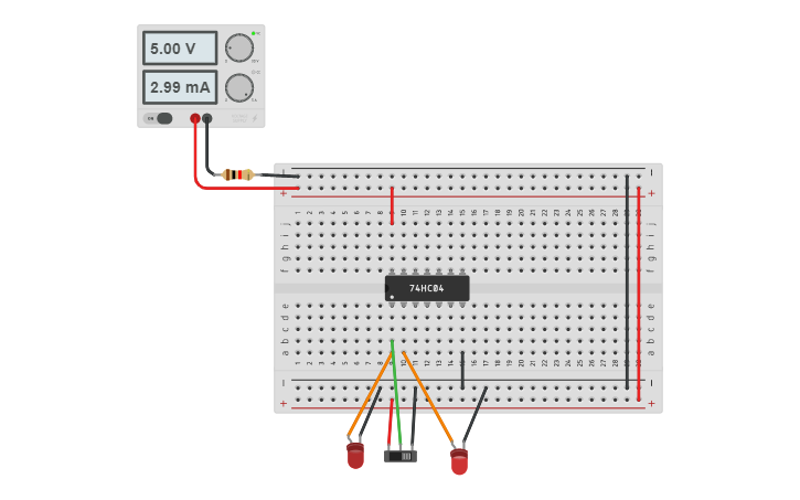 Circuit design Not Gate - Tinkercad