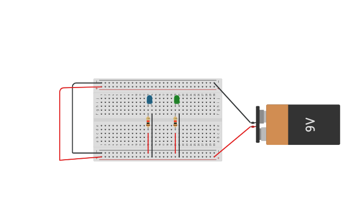 Circuit design Encendido de 2 led en paralelo | Tinkercad