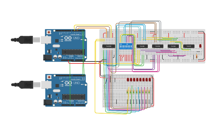 Circuit design serial+74HC595 - Tinkercad