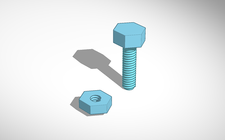3D design Nut & Bolt | Tinkercad