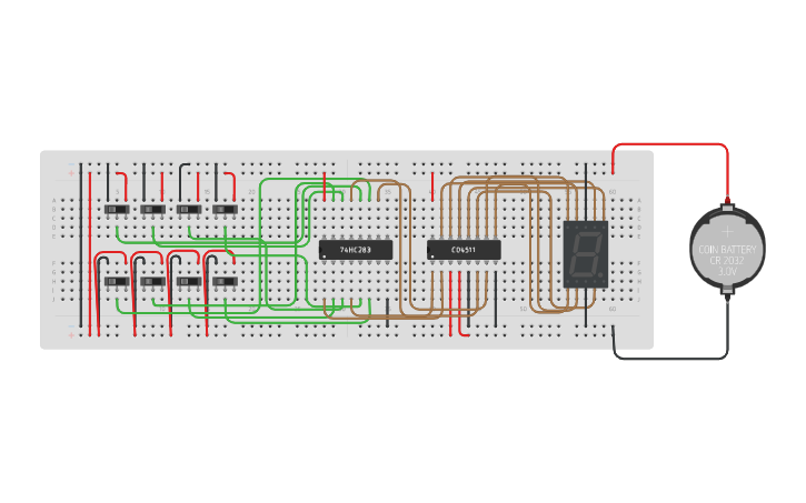 Circuit design “Activity#6and7-4-BIT ADDER WITH 7-SEGMENT” | Tinkercad