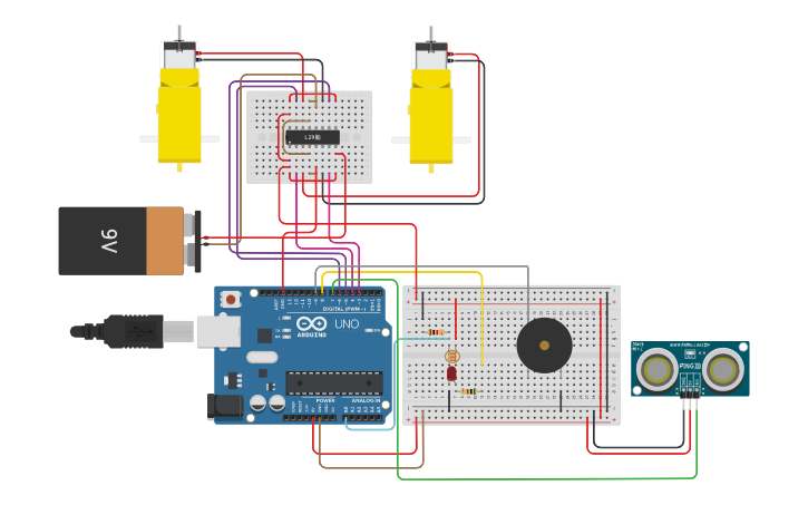 Circuit design Simple Car Collision Dectection - Tinkercad