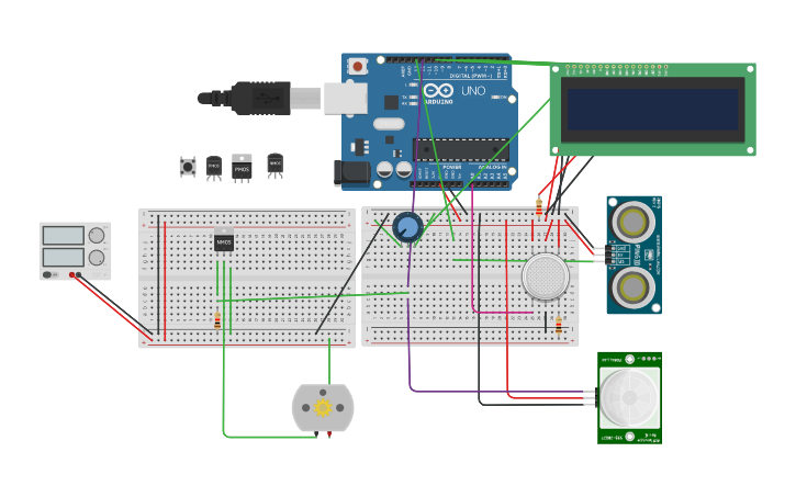Circuit design Copy of SENSOR DE DISTANCIA(LCD) - Tinkercad