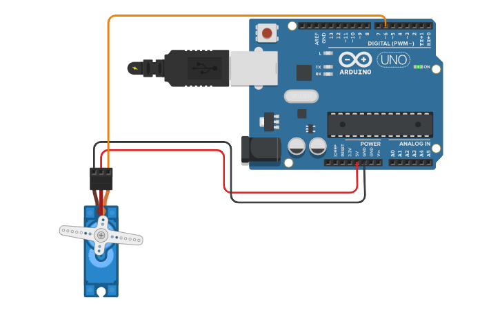 Circuit design servo motor 4 | Tinkercad