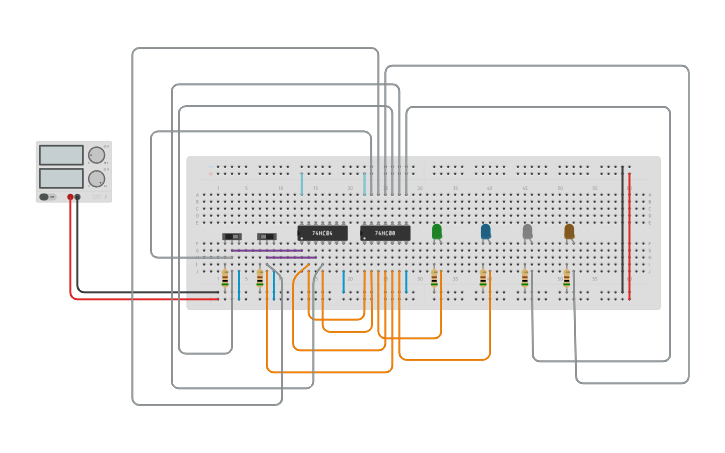 Circuit design 2*4 DECODER - Tinkercad
