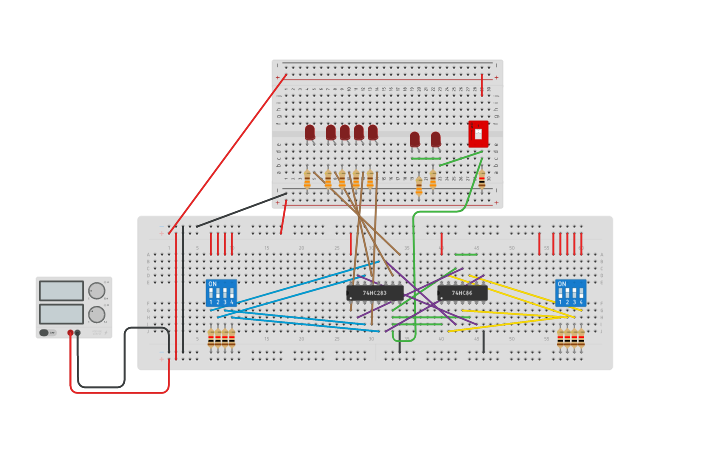 Circuit Design Somador Subtrator Tinkercad