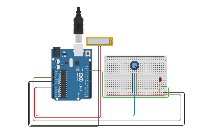 Circuit design read from potentiometer - Tinkercad