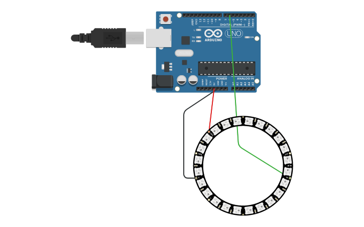 Circuit design Arduino LED Endereçável NEOPIXEL Collors FADE 01 - Tinkercad