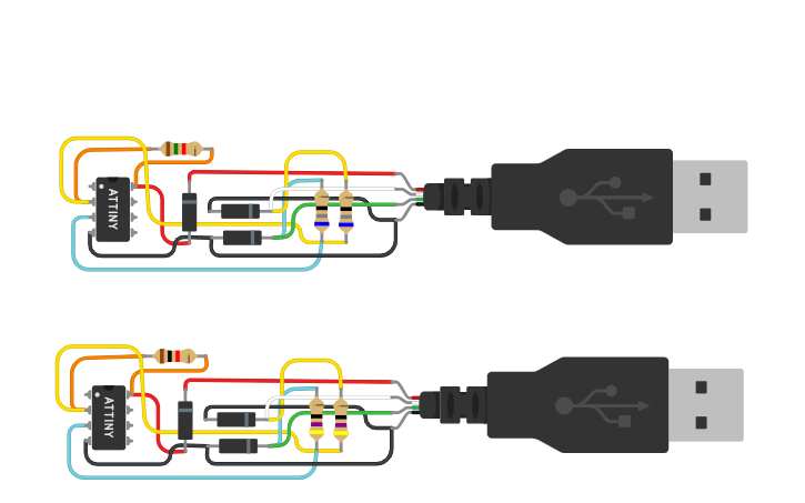 Circuit design Digispark ATTiny85-PU-USB-PCB - Tinkercad