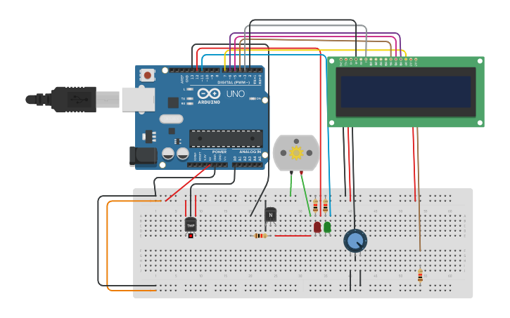 Circuit design smart water pump - Tinkercad