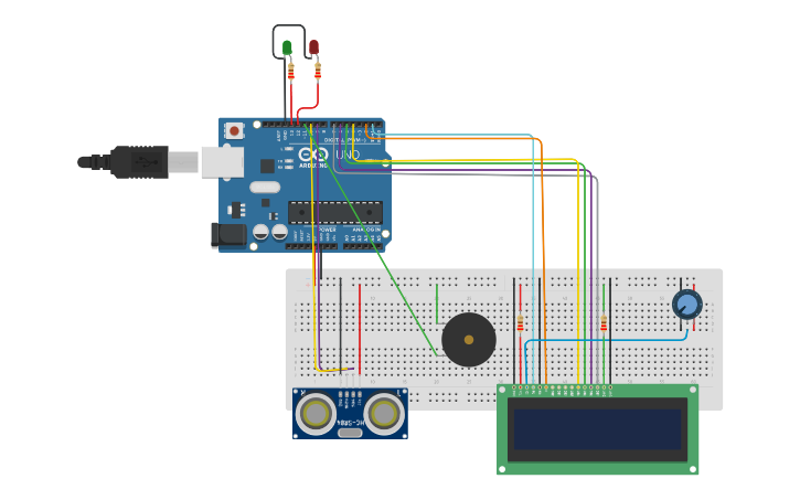 Circuit design Parking Sensor | Tinkercad