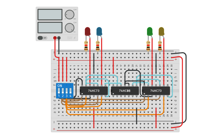 Circuit Design Mod 16 Synchronous Down Counter Tinkercad