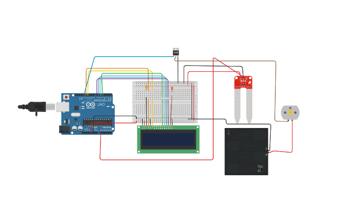 Circuit design Automatic watering system - Tinkercad