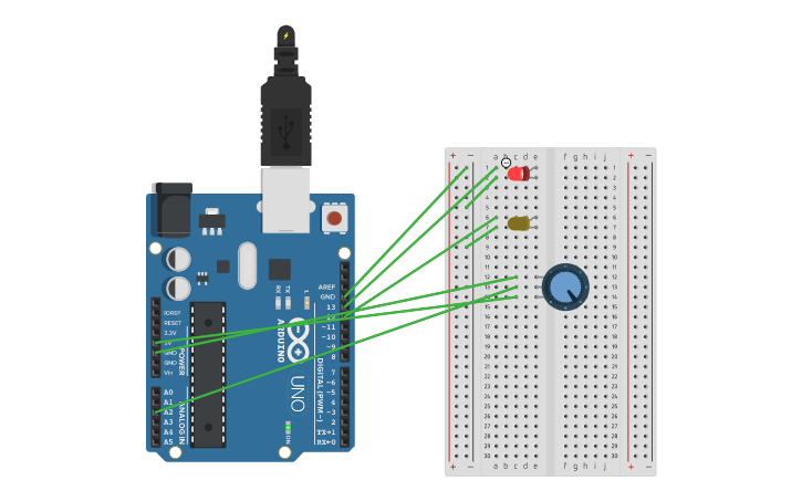 Circuit Design Reading Analog Voltage W Leds Tinkercad