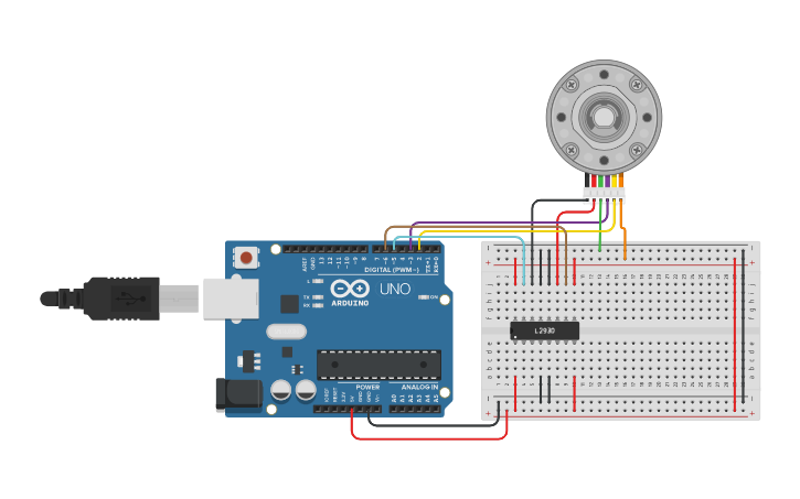 Circuit design DC Motor and Encoder - Tinkercad