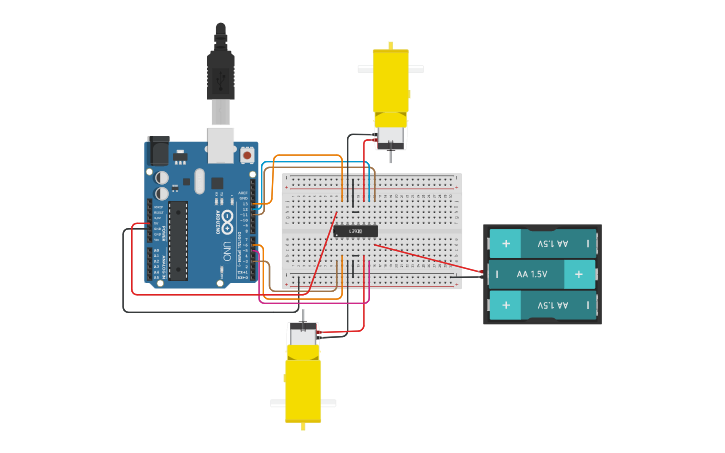 Circuit design Rafsan's Exploded_ L293D DC Motor Control - Tinkercad