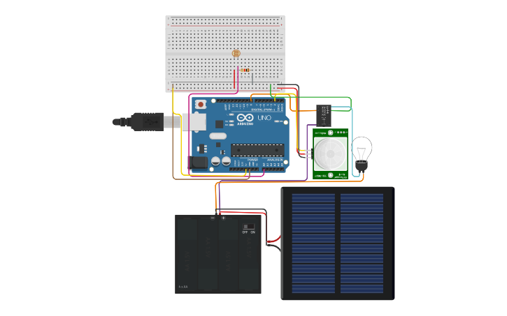 Circuit design solar light - Tinkercad