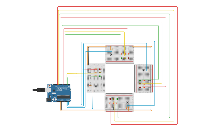 Circuit design traffic light control with pedestrian walk - Tinkercad