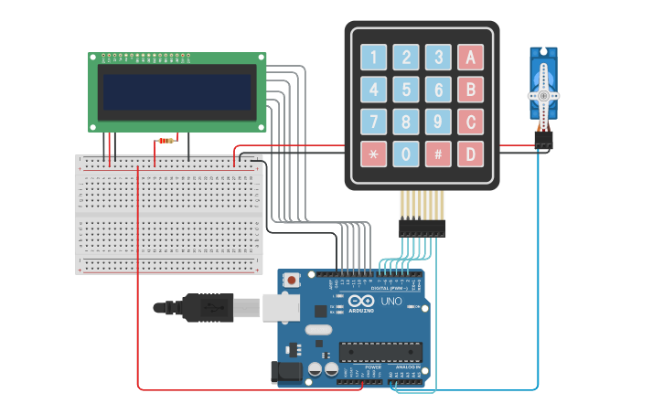 Circuit Design System Membuka Pintu Dengan Password Tinkercad