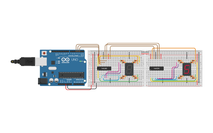 Circuit design 2七段顯示器+IC - Tinkercad