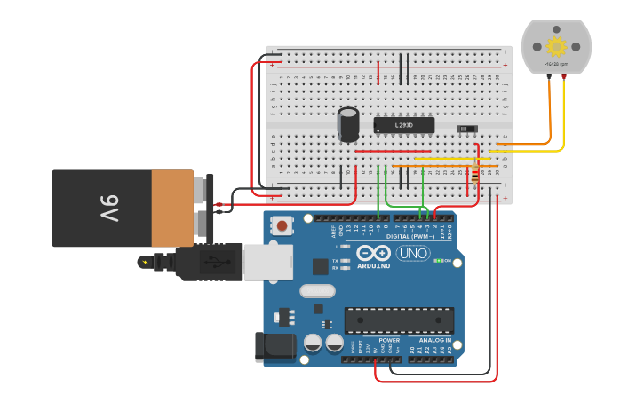 Circuit design 4.B DC MOTOR CONTROL USING AN H-BRIDGE - Tinkercad