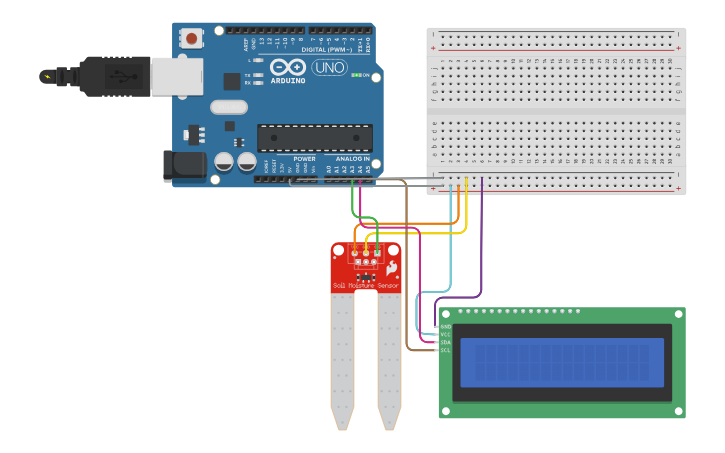 Circuit design Soil Moisture - Tinkercad