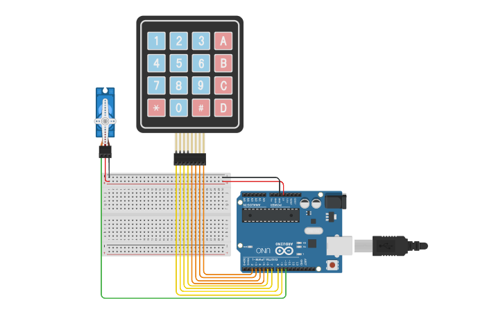 Circuit Design Keypad With Servomotor Tinkercad